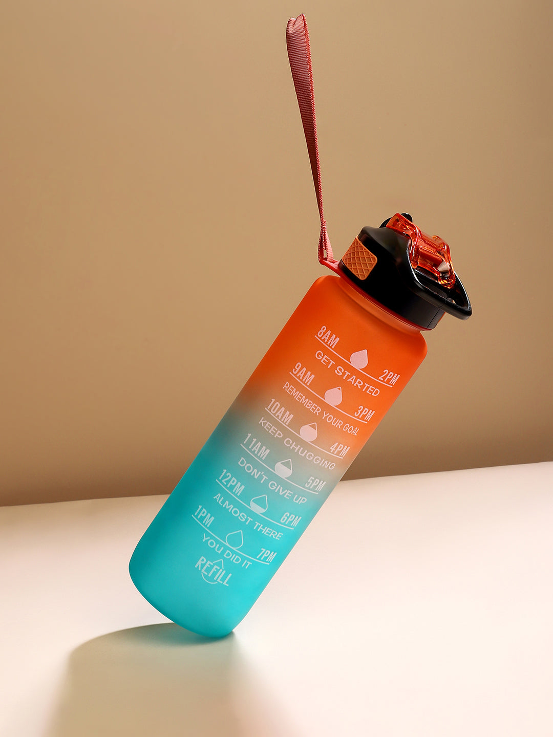 The Hydration Itinerary Sipper (1000 Ml) - Pumpkin Orange & Forest Gre