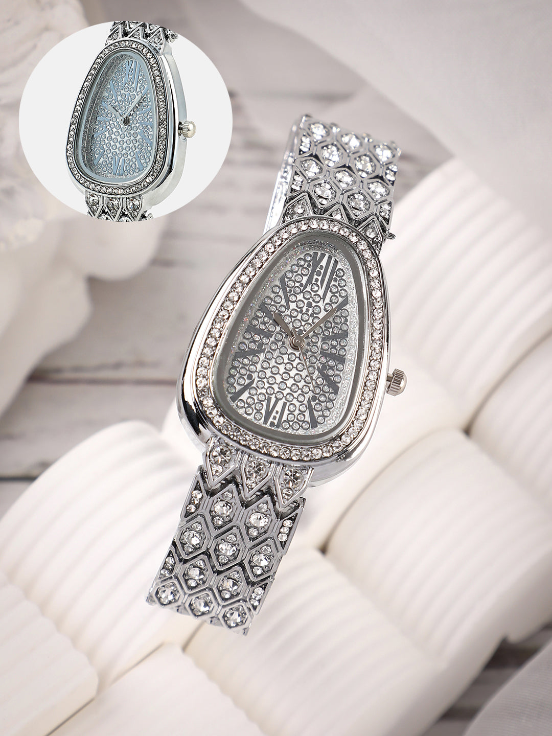 Haute Sauce Women's The Bijou Ophidian Oval Watch | Silver Stainless ...