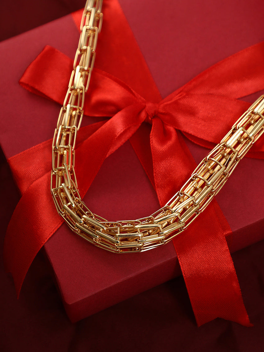 Women's The Braid Pin-Link Chain Necklace - California Gold – Haute Sauce